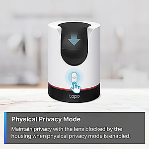 TP-Link Tapo 2K QHD Pan/Tilt Wi-Fi Camera | Physical Privacy Mode | Color Night Vision | AI Detection | Motion Tracking | 2-Way Audio | Local/Cloud Storage | Works w/Alexa&Google Home | (Tapo C225)