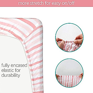 Baby Changing Pad Cover Cotton, Diaper Changing Pad Cover 2 Pack, Ultra Soft Pink Changing Pad Covers for Girls, 32''×16'' Changing Table Sheets, Super Breathable & Stretchy