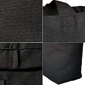 Koolmox Black Canvas Tote Bags, 17x14 Inch 12Oz Heavy Duty Cotton Bags with Handles and Bottom, Reusable Grocery Shopping Bag Bulk Sublimation Tote Bags Blank for Teachers Classroom Crafts