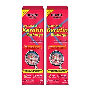 Novex Keratin Recharge Leave In Conditioner 2 pack - Reconstructive Keratin, Frizz control & Damage Repair