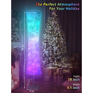 Torchlet RGB Led Smart Lamp Alexa APP Control, Color Changing Modern Floor Standing Lamp with DIY Mode, Music Sync and White Fabric Shade for Living Room Bedroom Game Room