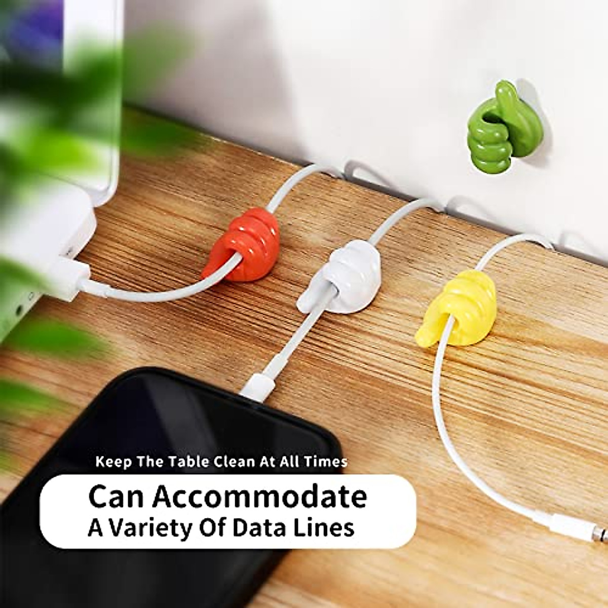 18PCS Silicone Thumb Wall Hooks, Creative Multi-Function Self-Adhesive Thumb Cable Organizer Clips, Key Hook Wall Hangers, Multi-Function Wall Storage Hooks for Bedroom Car Charging Data Cable