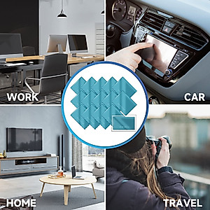 Metene 15 Pack Microfiber Cleaning Cloths (6"x7") in Individual Vinyl Pouches | Glasses Cleaning Cloth for Eyeglasses, Phone, Screens, Camera Lens and Other Delicate Surfaces Cleaner (Blue)