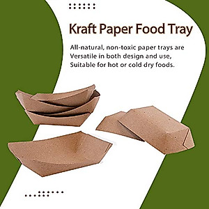 PaperMi Brown Paper Food Tray Disposable Kraft Hot Dog Tray, Paper Food Trays for Picnics, Carnivals, Camping - Food Serving Tray Holds Hot and Cold Food- USA Made (0.5LB 250pc)