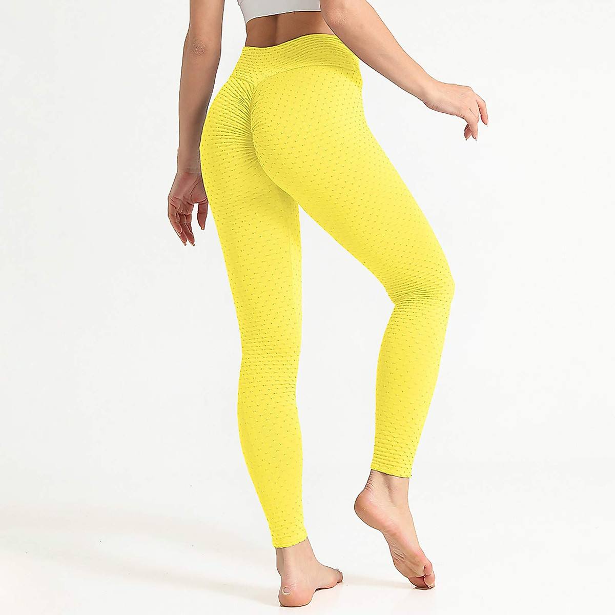 Textured High Waist Yoga Pants for Women Tummy Control Slimming Booty Butt Lift Leggings Anti Cellulite Workout Tights