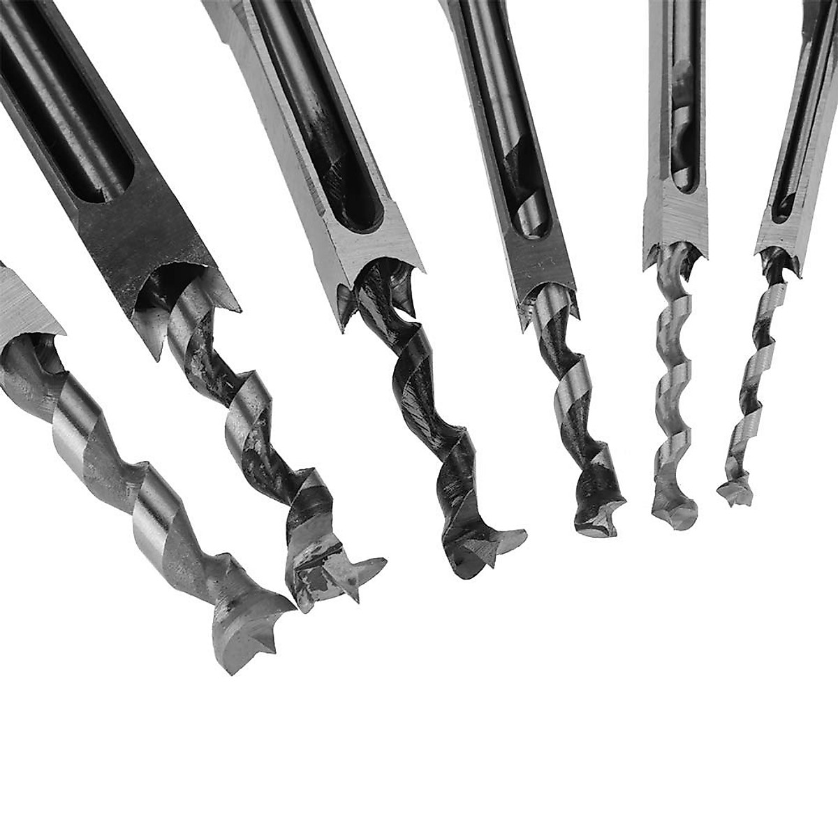 Hole Drill Bits, 6Pcs Steel Woodworking Hole Saw Mortising Chisel Mortiser Drill Bit Tool Set for Woodworker Carpenter DIY Wood Working, 1/4, 5/16, 3/8, 1/2, 9/16, 5/8-Inch