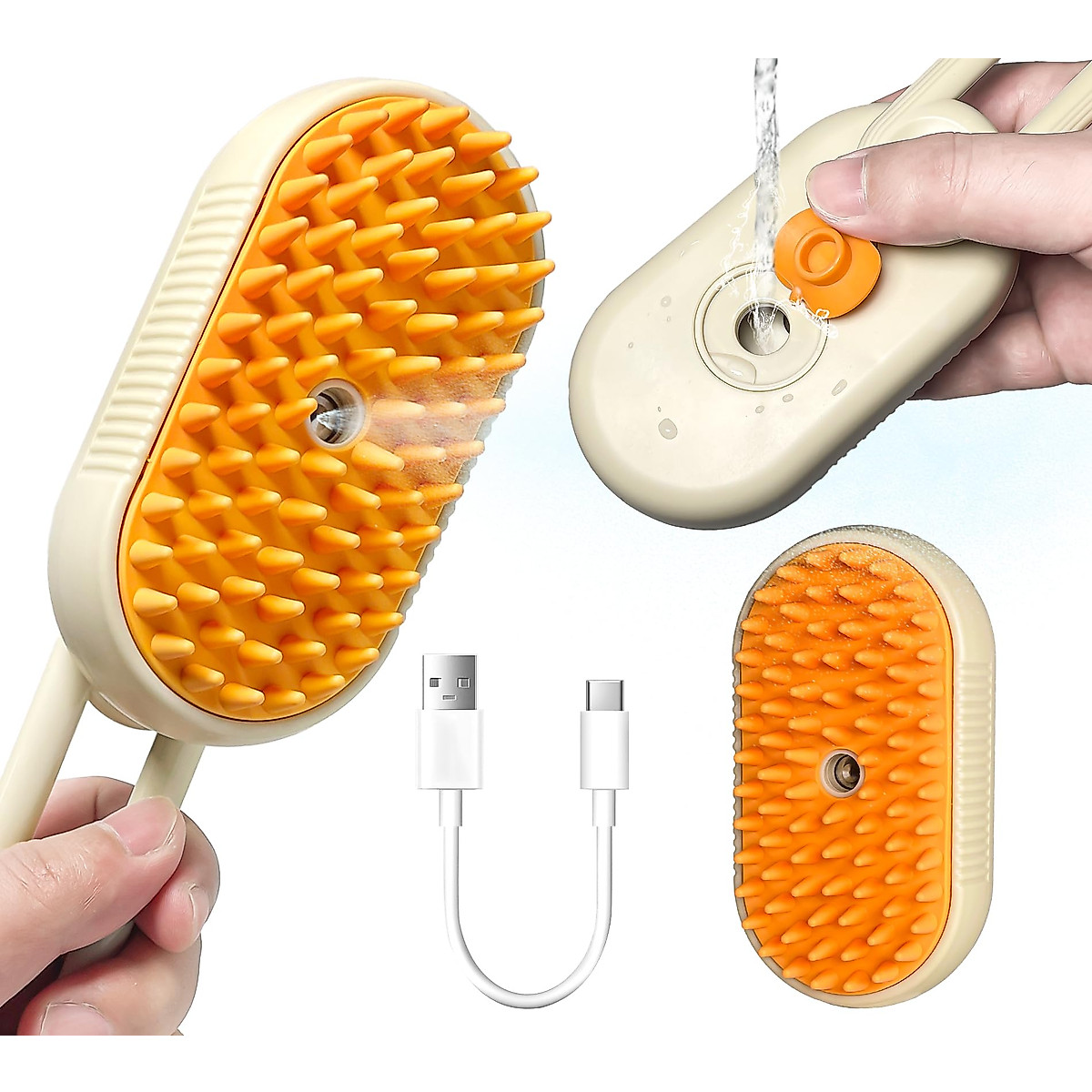 Cat/Dog Shedding Brush - Steam Grooming Brush with Water Spray, Hair Removal Comb for Pets (brown)