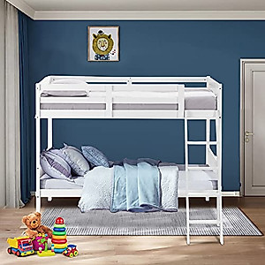 GORELAX Twin Over Twin Bunk Bed, Space Saving Bed Frame with Under Bed Storage, Ladder & Guardrail, Convertible Wooden Bunk Beds into 2 Beds, Modern Heavy Duty Bunk Bed for Kids, Adults (White)
