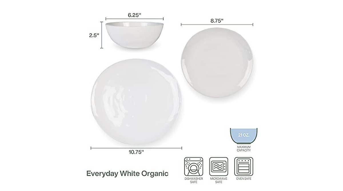 Everyday White Fitz and Floyd 12-Piece Dinnerware Set for 4