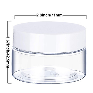 6 Pack 4 oz Plastic Pot Jars Round Clear Leak Proof Plastic Cosmetic Container Jars with White Lids for Travel Storage Make Up, Eye Shadow, Nails, Powder, Paint, Jewelry(4 oz)