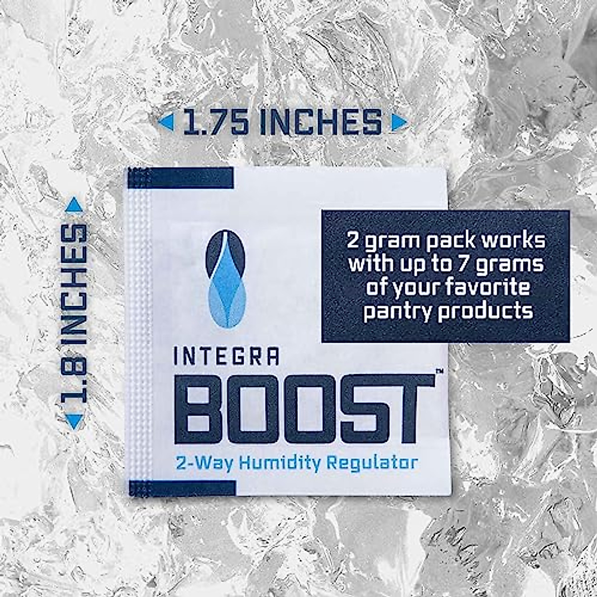 Integra Boost - 55% RH Level - 2 Gram Size - Two-Way Humidity Control Pack - Includes Humidity Indicator Cards - Humidity Balancer Packet For Packaged Foods & Herbs Storage, Protects 1/4 Oz, (50 pcs)
