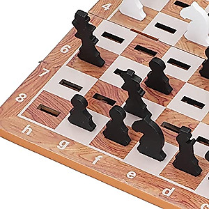 Cyrank Chess Board Game, Folding Wooden Chess Board Set Portable Travel Outdoor Games Gifts for Kids