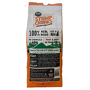 Stump Chunks: SC-15 1.5 Cu Ft Kindling & Fire Starters - Natural Fire Kindling Wood Sticks & Firewood Starter - Firestarter Sticks from Recycled Tree Stumps - Large Bag
