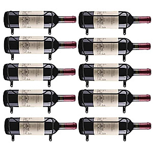HighFree Wall Mounted Wine Racks 10 Pack Iron Wine Bottle Display Holder Rack Hanging Wine Organizer Rack with Screws for Beverages/Liquor Bottles Storage