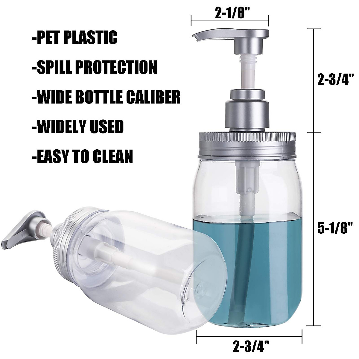 Yesland 6 Pack Pump Bottles Dispenser - 16 Oz Plastic Lotion Dispenser Containers with Pump for Shampoo, Lotion, Liquid Soap, Face Cream and Moisturizer - BPA Free