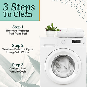 Zen Mattress Pad Cover - Cooling Bed Topper & Waterproof Protector w/Deep Pockets, King Size, White