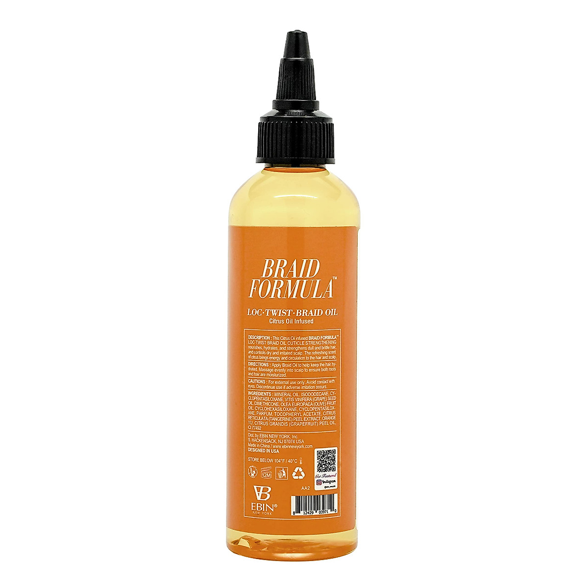 EBIN NEW YORK Loc, Twist, Braid oil - Citrus, 4oz/ 120ml | Moisturizing and soothing Formula with Citrus Oil - Perfect for Braids
