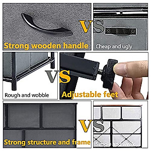 Deep Grey Fabric Dresser Storage Organizer 8-Drawer Closet Shelves, Dressers Storage Chest for Bedroom, Living Room, Hallway & Nursery with Easy Pull Fabric Bins Wood Top