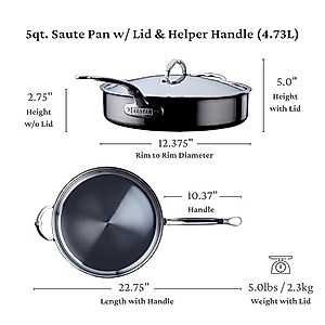 Hestan - NanoBond Collection - Stainless Steel Titanium Sauté Pan, Induction Cooktop Compatible, 5 Quart
