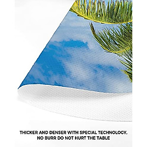 Placemats Set of 5,Palm Tree Beach Sea Cloud Blue Sky Island Reef Stone Indoor Outdoor PVC Weave Place Mats Wipeable Dining Table Placemats Heat Insulation Table Mats