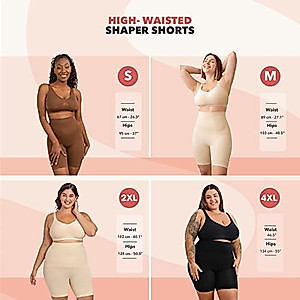 SHAPERMINT High Waisted Body Shaper Shorts - Shapewear for Women Tummy Control Small to Plus-Size Black XXXX-Large