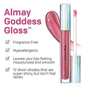 Almay Lip Gloss, Non-Sticky Lip Makeup, Holographic Glitter Finish, Hypoallergenic, 700 Flame, 0.9 Oz