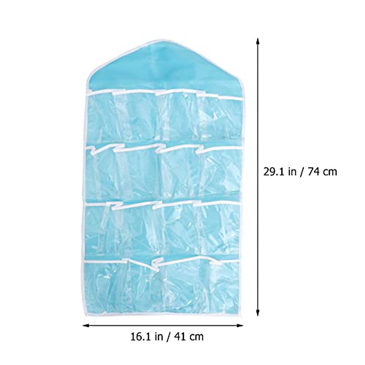 iplusmile Shoe Organizer Over The Door Shoe Rack Clear Over Door Hanging Bag Shoe Organizer Pockets with 16 Pockets Hanging Closet Door (Blue)