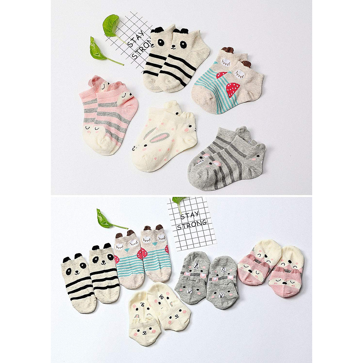 Hellomamma Girls Toddler Cotton Crew Socks Kids Novelty Animal Soft Funny Fashion Casual Breathable Childs Socks 5 Pairs