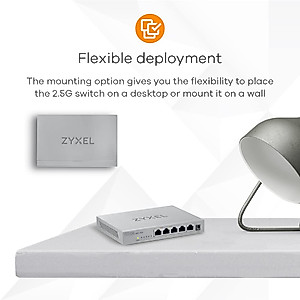 Zyxel 5-Port 2.5Gb MultiGig Ethernet Unmanaged Switch | 5 x 100/1G/2.5G Ports | Plug & Play | Metal Housing | Desktop or Wall-Mount | Ethernet Splitter MG-105