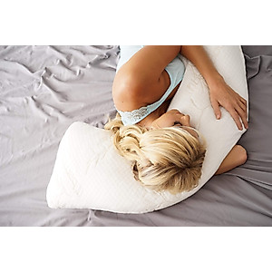 Woosa Sleep Contoured Total Body Pillow – Organic Latex Interior & Plush Bamboo/Rayon Cover – Perfect Maternity & Pregnancy Pillow – Made in USA