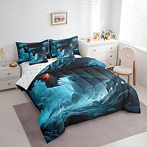 Feelyou Monster Bed in a Bag 3D Animal Printed Comforter Set with Sheets for Kids Boys Girls Monster Theme 7 Piece Bedding Set Lightweight Bed Set Twin Size