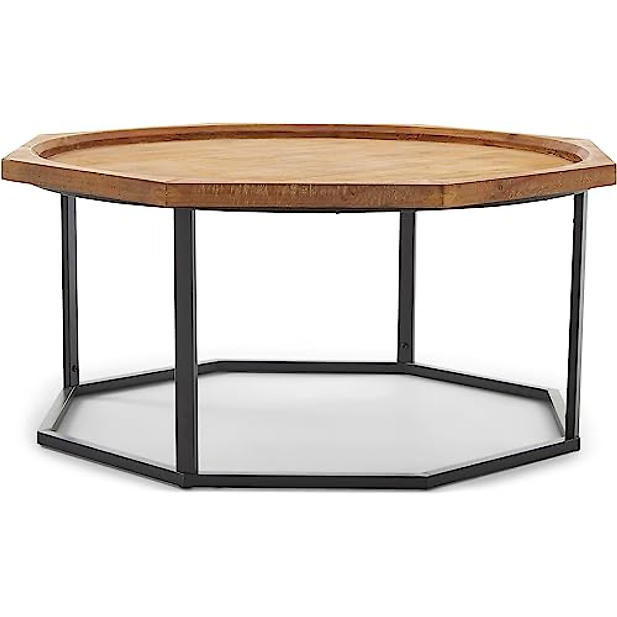 Amazon Brand – Stone & Beam Aire Rustic Octagonal Fir Wood Coffee Table, 39.5"W, Black & Natural