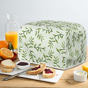 NETILGEN Toaster Dust Cover 4 Slice, Microwave Toaster Oven Grill Cover Stain Resistant Dustproof Kitchen Small Appliance Cover with Top Handle for Kitchen, Green Leaf