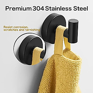 WOJIUBUXIN Towel Hooks Matte Black Coat Robe Clothes Hook SUS 304 Stainless Steel Modern Wall Hook for Bathroom Kitchen Bedroom Hotel Heavy Duty Wall Mounted 2 Pack…