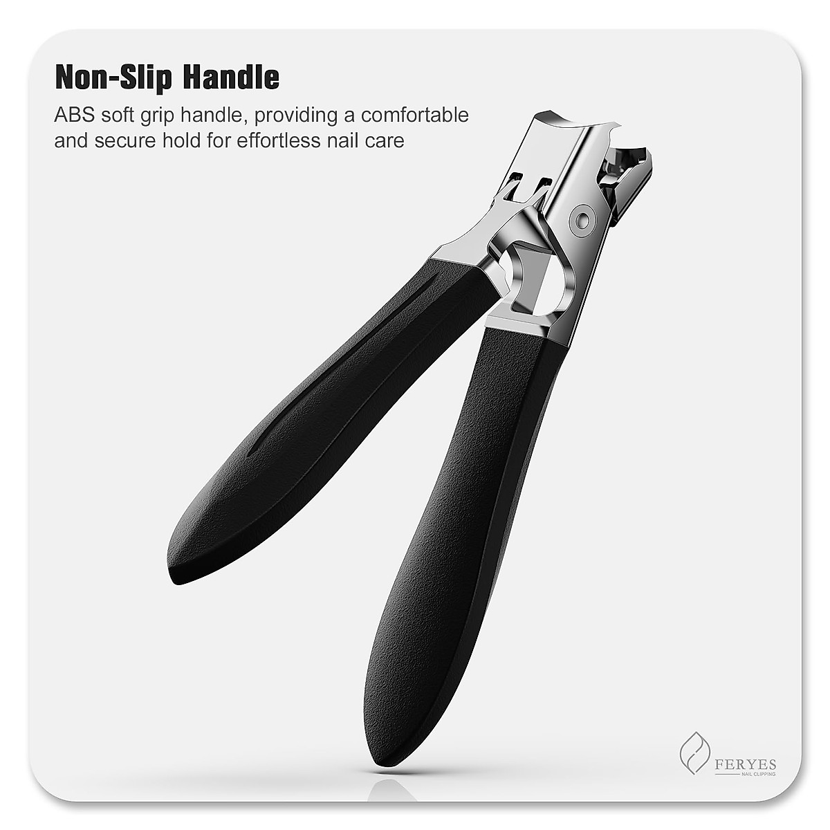 FERYES Nail Clippers for Thick Nails with Catcher, Soft Grip Rubber Handle Fingernail Clippers for Effortless Nail Care, Precision & Powerful Thick Nail Cutter for Senior, Men and Women