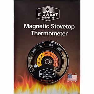 Midwest Hearth Wood Stove Thermometer - Magnetic Stove Top Meter