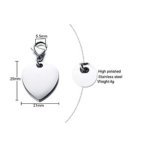 VNOX Customize Keychain-Stainless Steel Heart Shape ID Tag Keychain for Mon Daughter Sister,Charm for Bracelet Handmade Jewelry