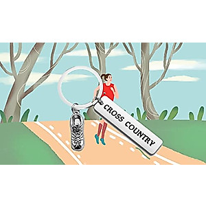 SEIRAA Sister Keychain Running Jewelry Runners Gift Run Shoe Charm Key Chain Inspirational Runner Marathon Gift (Cross Country)