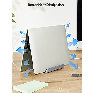 JARLINK (Upgraded Version Vertical Laptop Stand, Desktop Stand Adjustable Laptop Holder (up to 17.3 inches) Compatible with MacBook Pro/Air, Microsoft Surface, Lenovo (Gray)