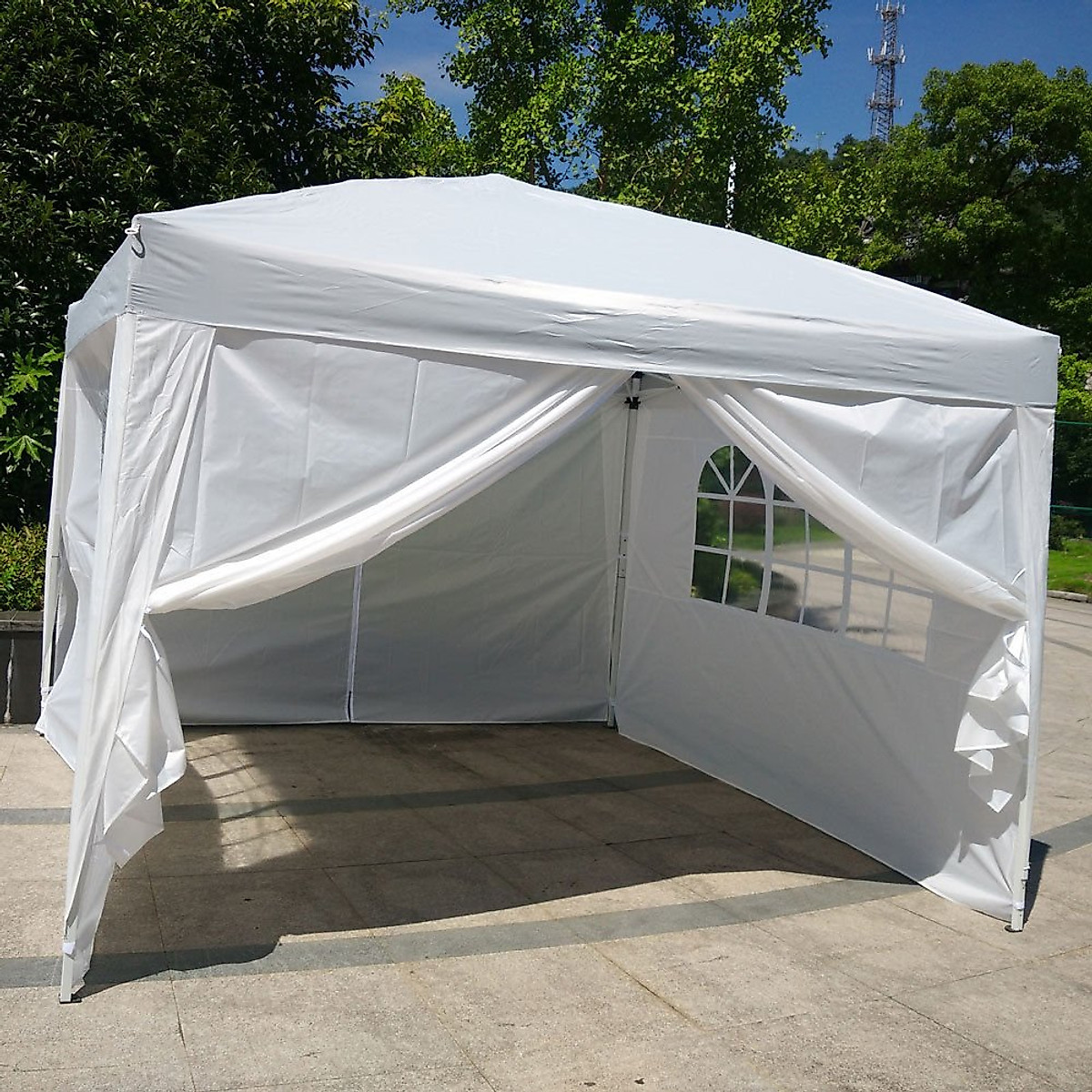 10'x10'EZ Pop UP Wedding Party Tent Folding Gazebo Canopy W/SIDES & Carry Bag