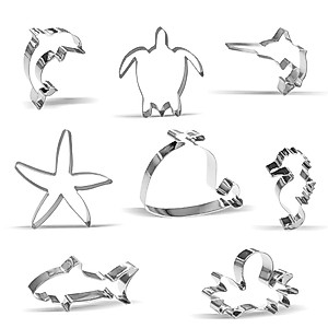 Large Sea Creatures Cookie Cutters - 8 Pieces - Stainless Steel