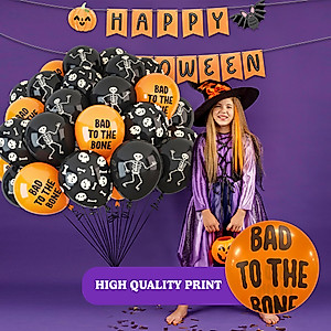 HOUSE OF PARTY 50pcs Halloween Skeleton Balloons | 12inch Black Orange Skull Latex Balloon Day of The Dead Party Supplies | Halloween Party Balloons for Malls, Bars, Homes Halloween Party Decorations