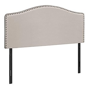 Monarch Specialties I 6014Q Bed, Headboard Only, Queen Size, Bedroom, Upholstered, Linen Look, Beige, Transitional
