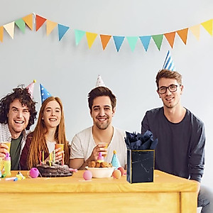 ysmile Marble Black 8" Medium Gift Paper Bag with Tissue Paper for Men Birthday Party Favor from