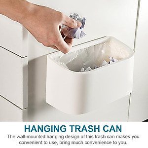 Angoily Hanging Dustbin Kitchen Hanging Trash Can Wall Mount Waste Bins Hanging Cabinet Trash Can Home Wall Office Car Hanging Waste Container (White) Kitchen Trash Basket