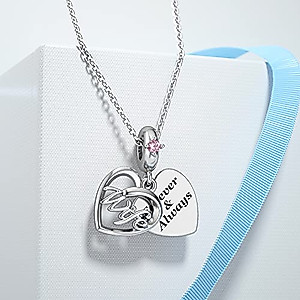 DALARAN Wife Charms Fit Pandora Charms Bracelet Forever Love Heart Charm Wife Sterling Silver Dangle Charm