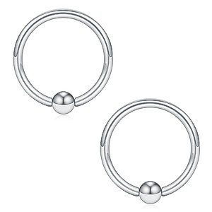 SCERRING 16G 10mm Captive Bead Piercing Ring Stainless Steel Nose Septum Tragus Daith Helix Lip Eyebrow Hoop Rings 12PCS (Silver)