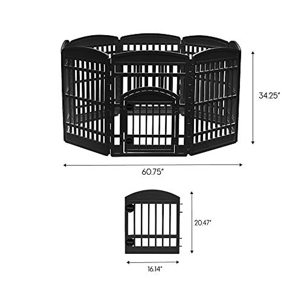 IRIS USA 34" Exercise 8-Panel Pet Playpen with Door, Dog Playpen, for Medium and Large Dogs, Keep Pets Secure, Easy Assemble, Fold It Down, Easy Storing, Customizable, Black