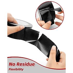 WeLiu Duct Tape Heavy Duty 5 Pack 150 Yards Black Duct Tape 9 Mil Flexible No Residue Non-Reflective Bulk Value for Indoor Outdoor Repairs Professional Industrial Use (2 inches x 30 Yards per Roll)