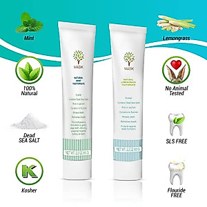 Masik Natural Mint Toothpaste Without Fluoride for Whitening of Teeth, Gums, Sensitivity, Health, with Dead Sea Salt & Essential Oils - | Made in Israel (Mint - 1 Pack)